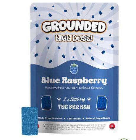 Grounded High Dose Blue Raspberry THC Gummies – 1000mg THC – Bold Berry ...